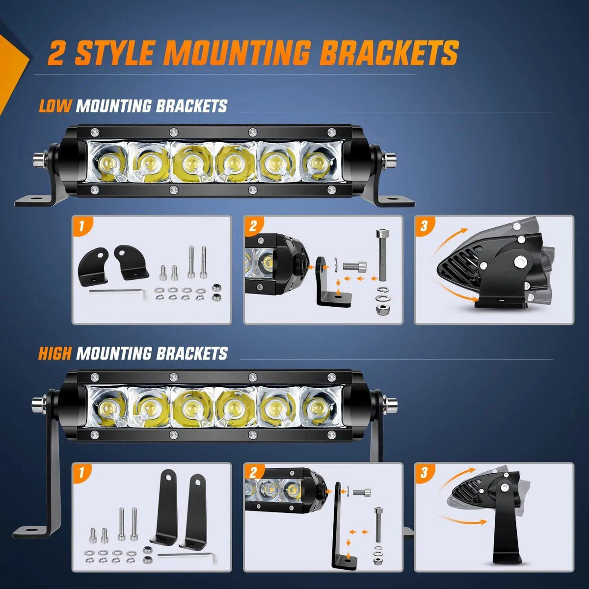 7 Inch 30W Super Slim Spot LED Light Bar Kit (Pair) | 12FT Wire 3Pin S – Nilight