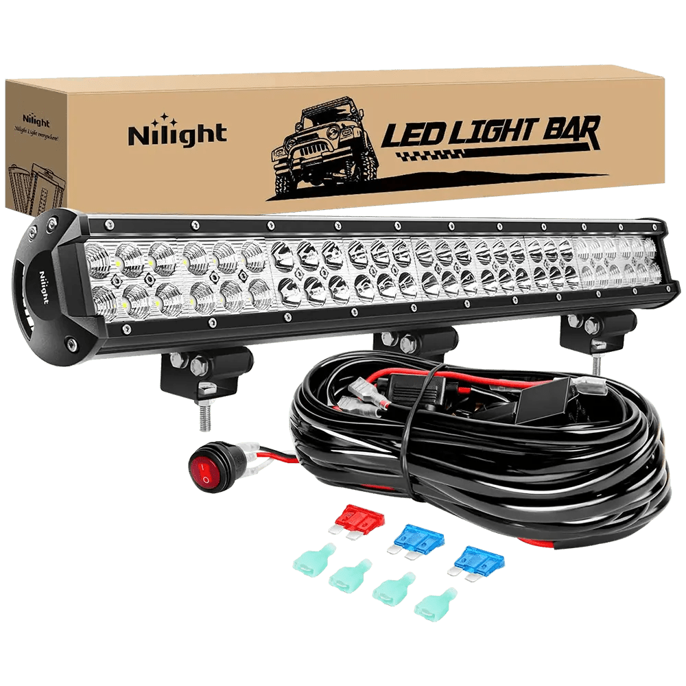 25 Inch 162W Double Row Spot Flood LED Light Bar | 12FT Wire 3Pin Swit – Nilight