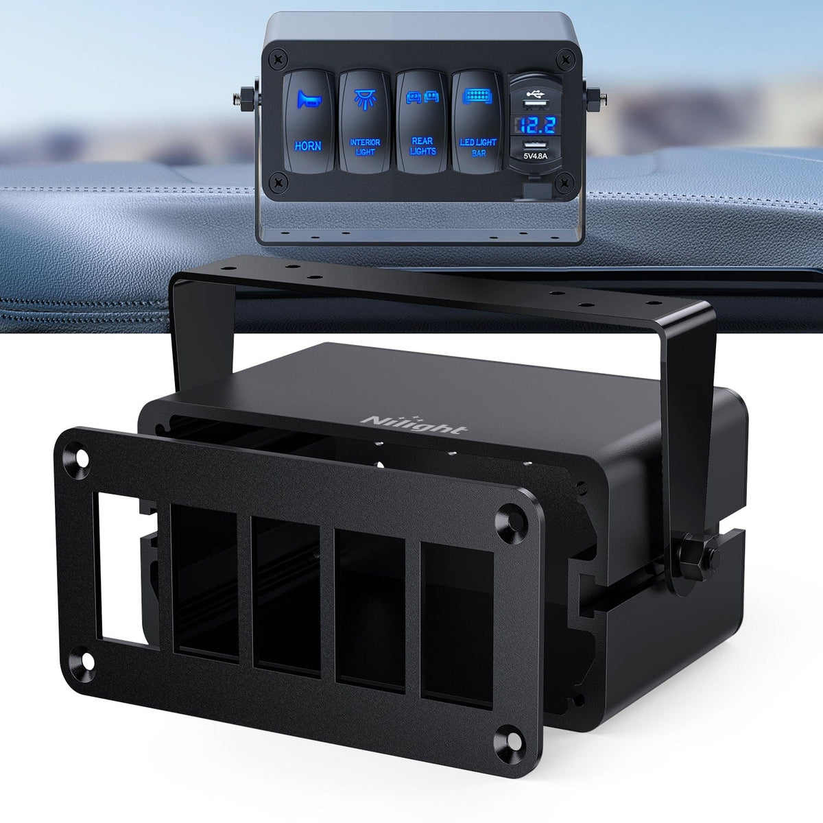 5 Gang Rocker Switch Box 5 Holes Panel Detachable Installation Housing ...