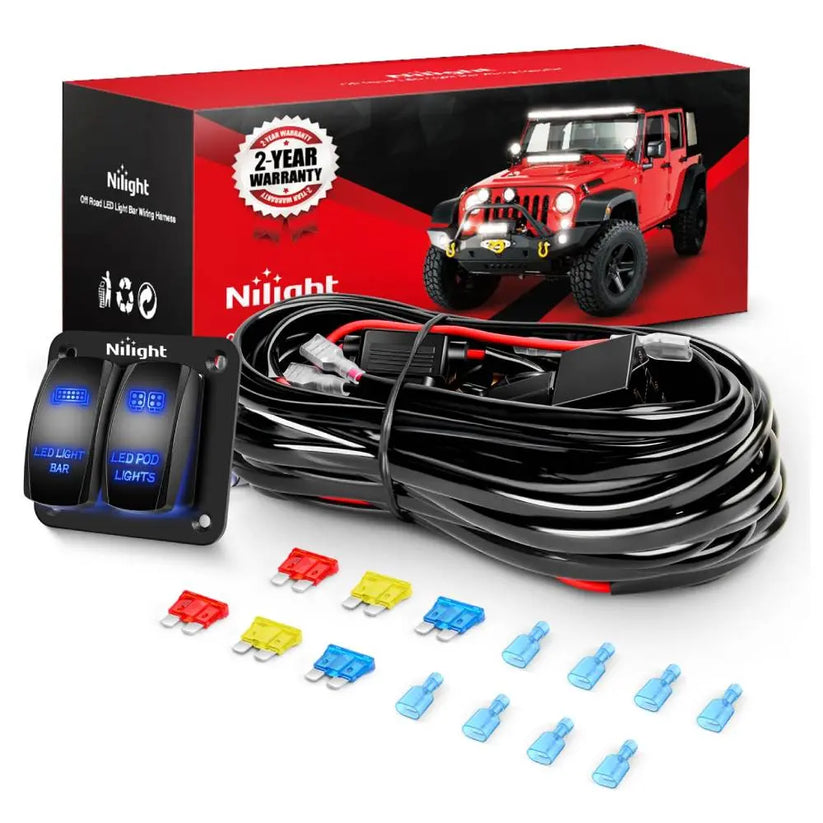 16AWG Wire Harness LED Light BAR and LED POD Lights 4 Leads W/ 12V 5Pi ...