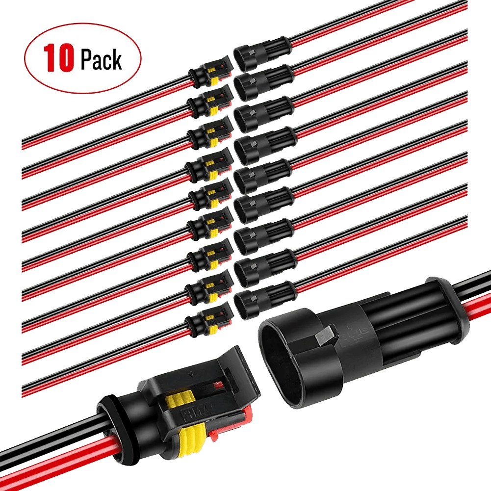 10Pack 16AWG 2Pin Way Waterproof Wire 1.5mm Series Terminal Connector ...