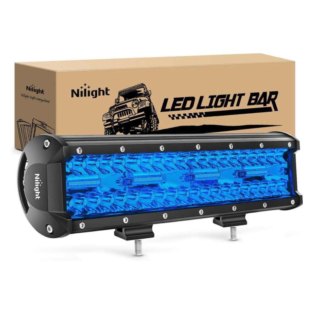 12 Inch 240W 30000LM Blue Triple Row Spot/Flood Led Light Bar – Nilight