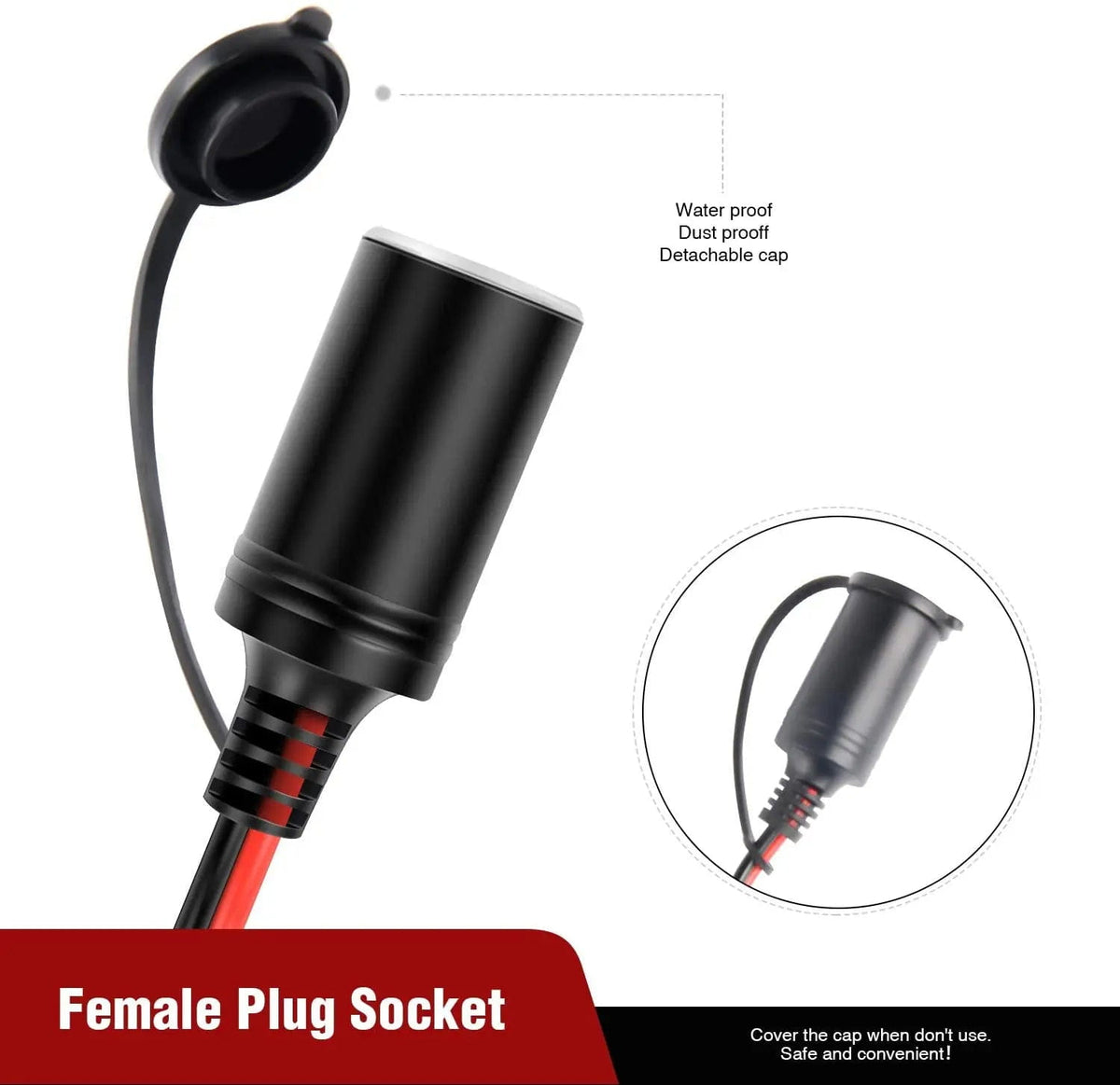 16AWG Extension Cord Plug Socket With Battery Clamp Fuse Holder – Nilight
