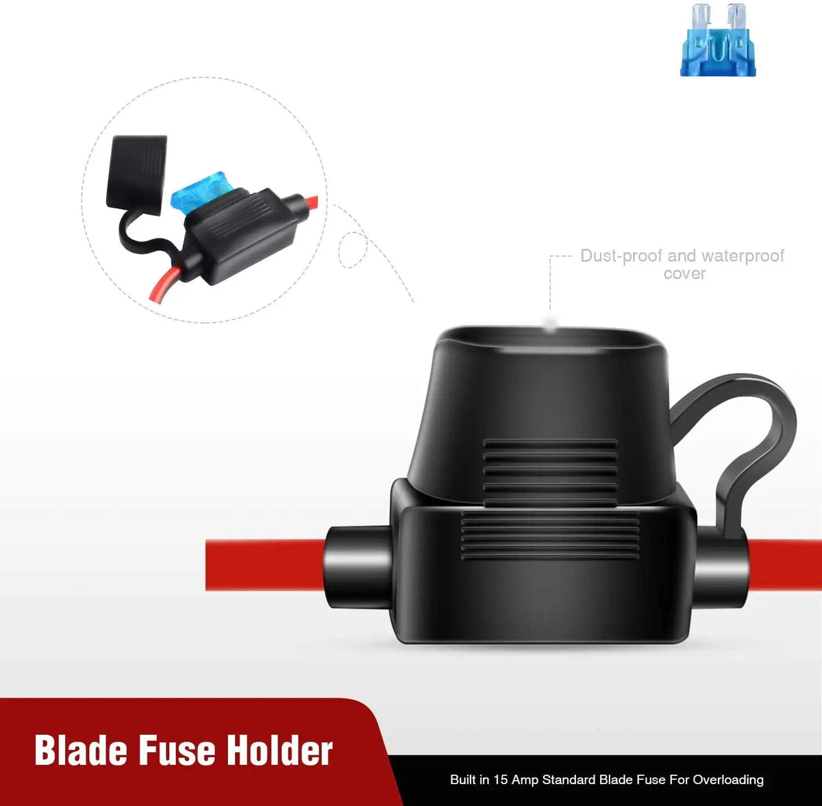 16AWG Extension Cord Plug Socket With Battery Clamp Fuse Holder – Nilight