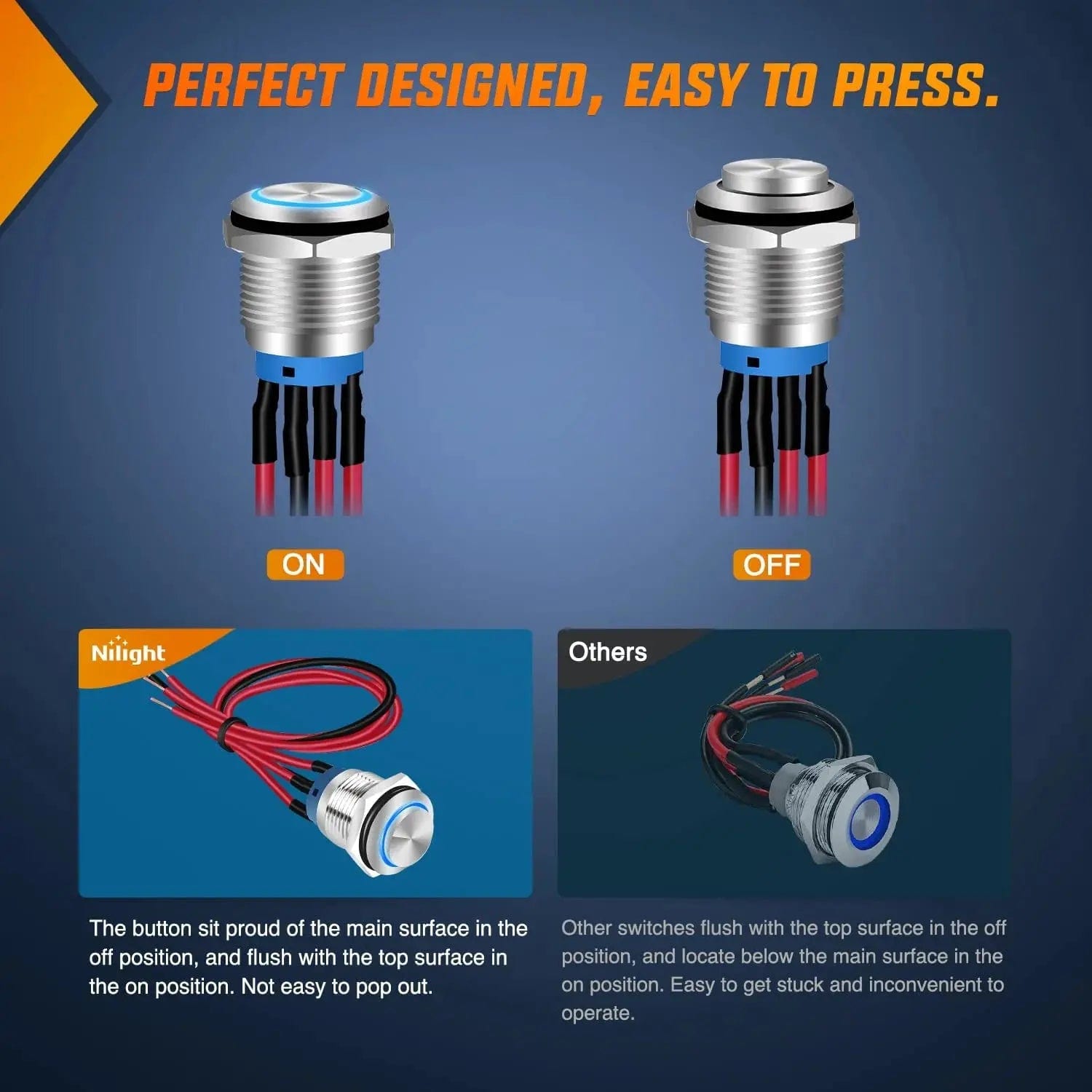 16mm 12V Waterproof ON Off Latching Push Button Switch – Nilight