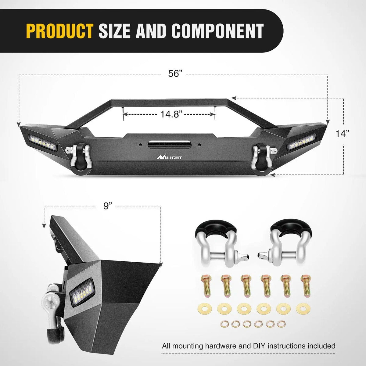 1987-2006 Jeep Wrangler TJ & YJ Front Bumper Rock Crawler Bumper with ...