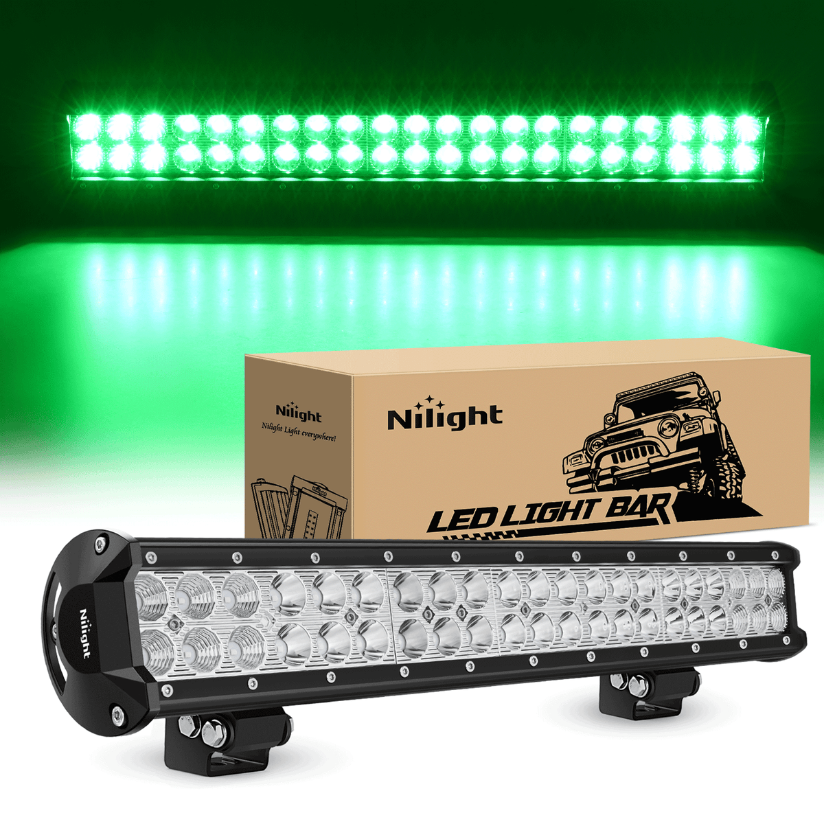 LED Light Bar 20 Inch 126W Spot Flood Combo Green Beam Off Road Lamp ...