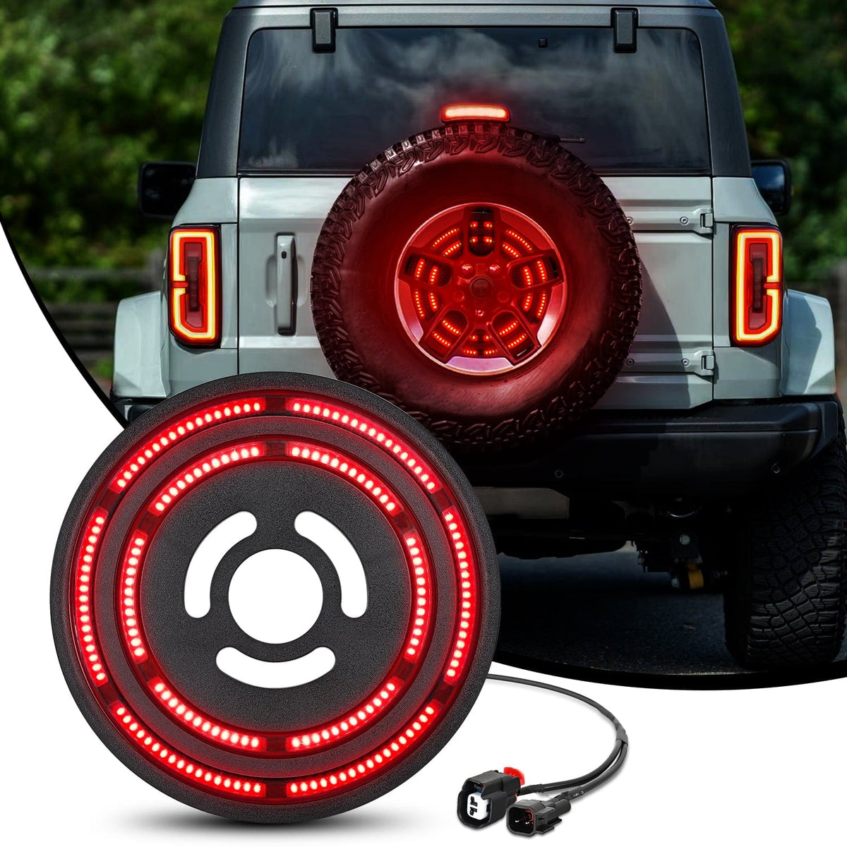 Spare Tire Brake Light Red Double Row LED Ring 3rd Third Stop Rear ...