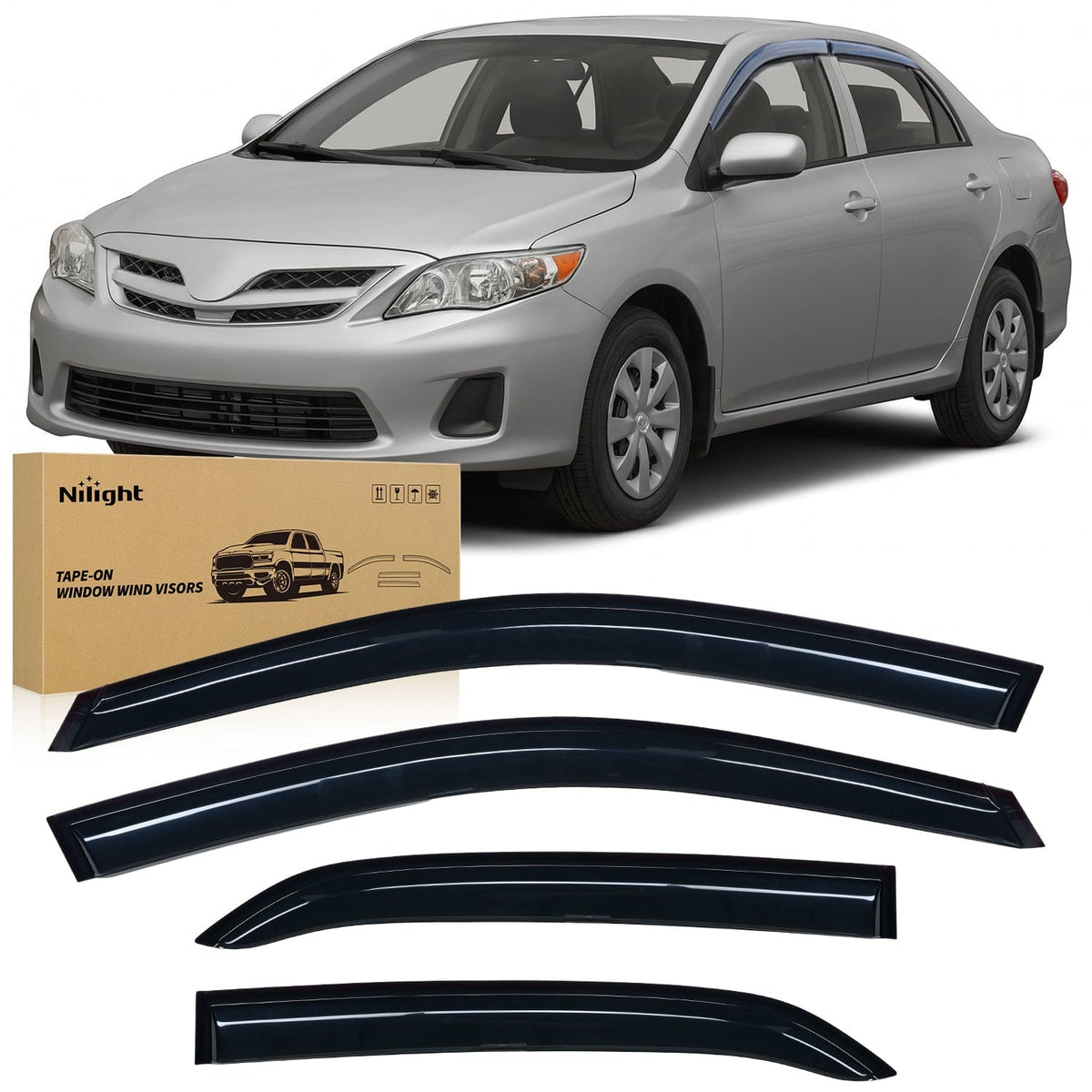 Window Rain Guards for Toyota Corolla 2009 2010 2011 2012 2013, – Nilight