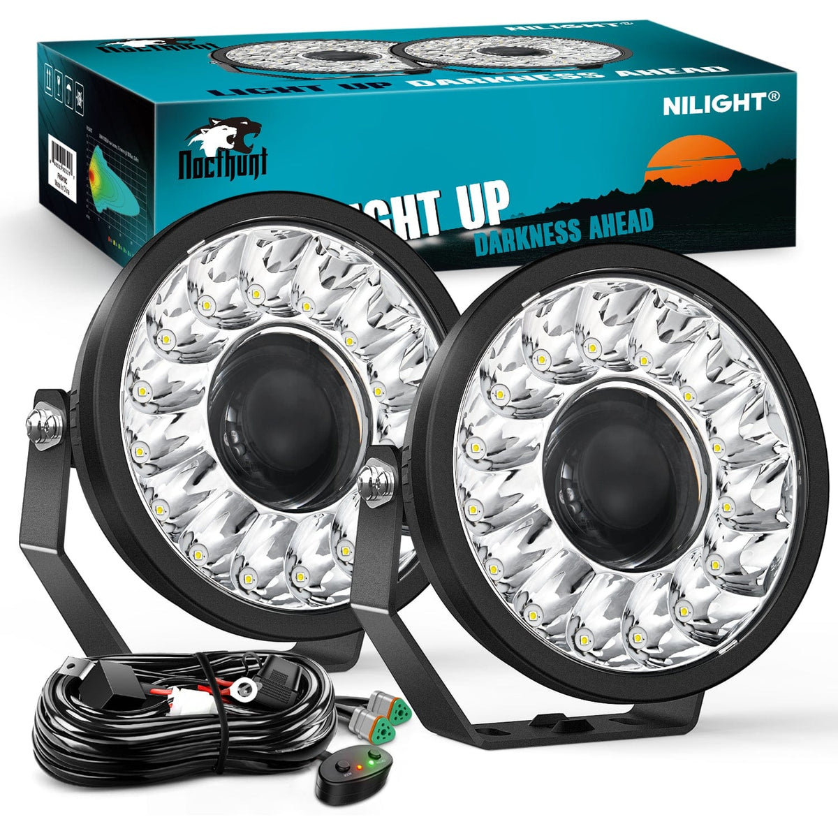 3inch 9LED Round Spot Night Vision Auxiliary Ditch LED Light Pods (Pair ...