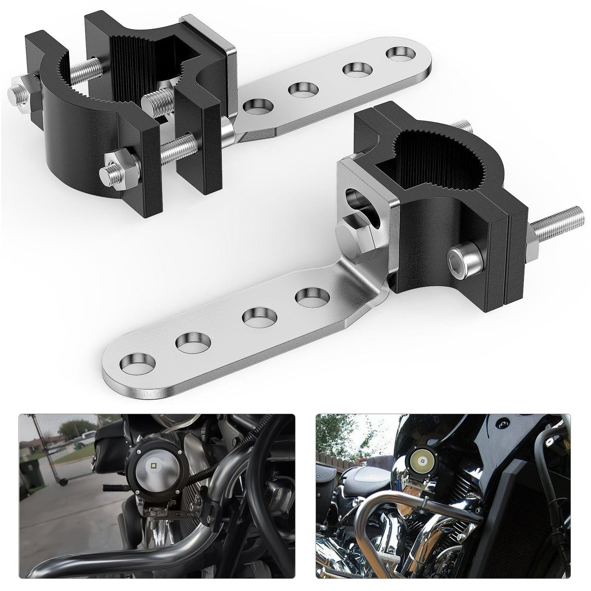 2Pcs Motorcycle Tube Clamp Mounting Brackets 0.7 to 1.2Inch Round Tube ...