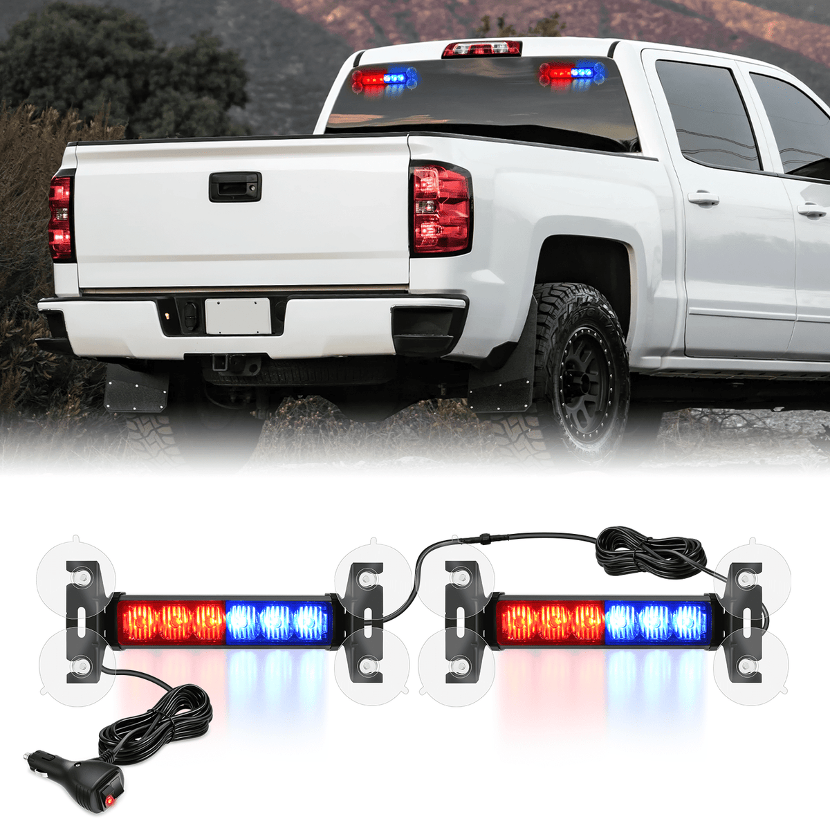 12LED Emergency Strobe Traffic Advisor Light Bar 2 in 1 Red Blue Dash ...