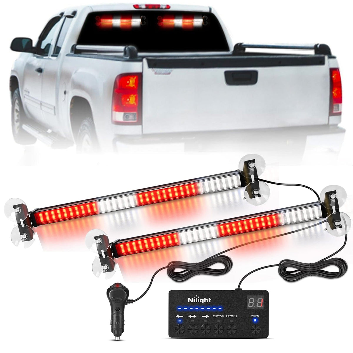 144 LED Strobe Traffic Advisor Light Bar Red White with Controller 2 i ...