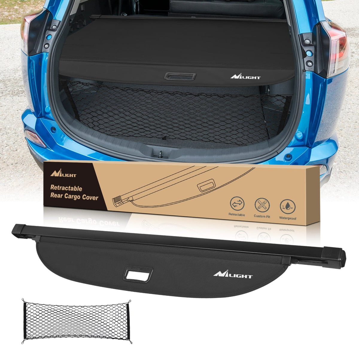 Trunk Cargo Cover with Storage Net for Toyota RAV4 Accessories – Nilight