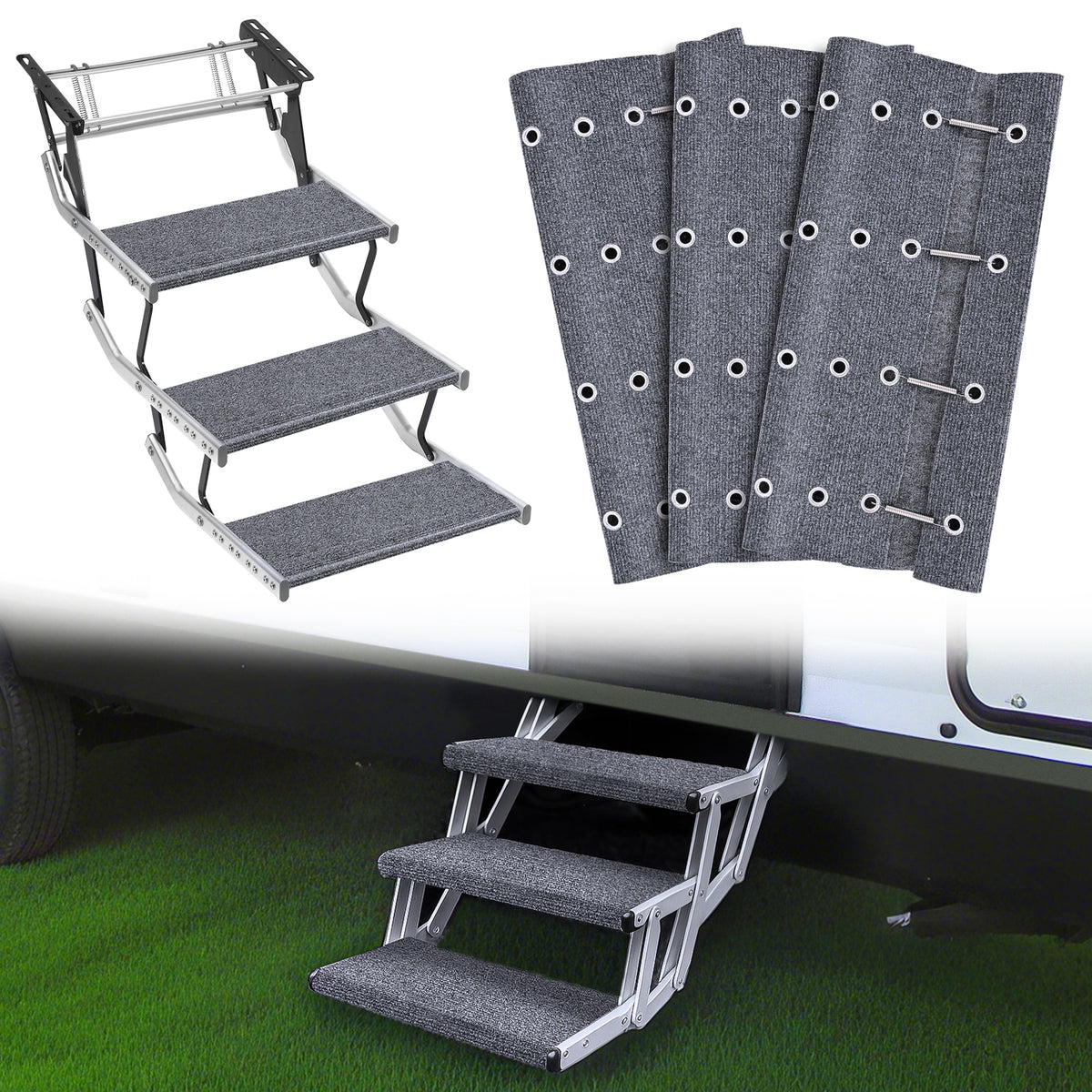 RV Step Covers 3 Pack 23 inch, Fits 8-11Inch Deep Camper Steps – Nilight