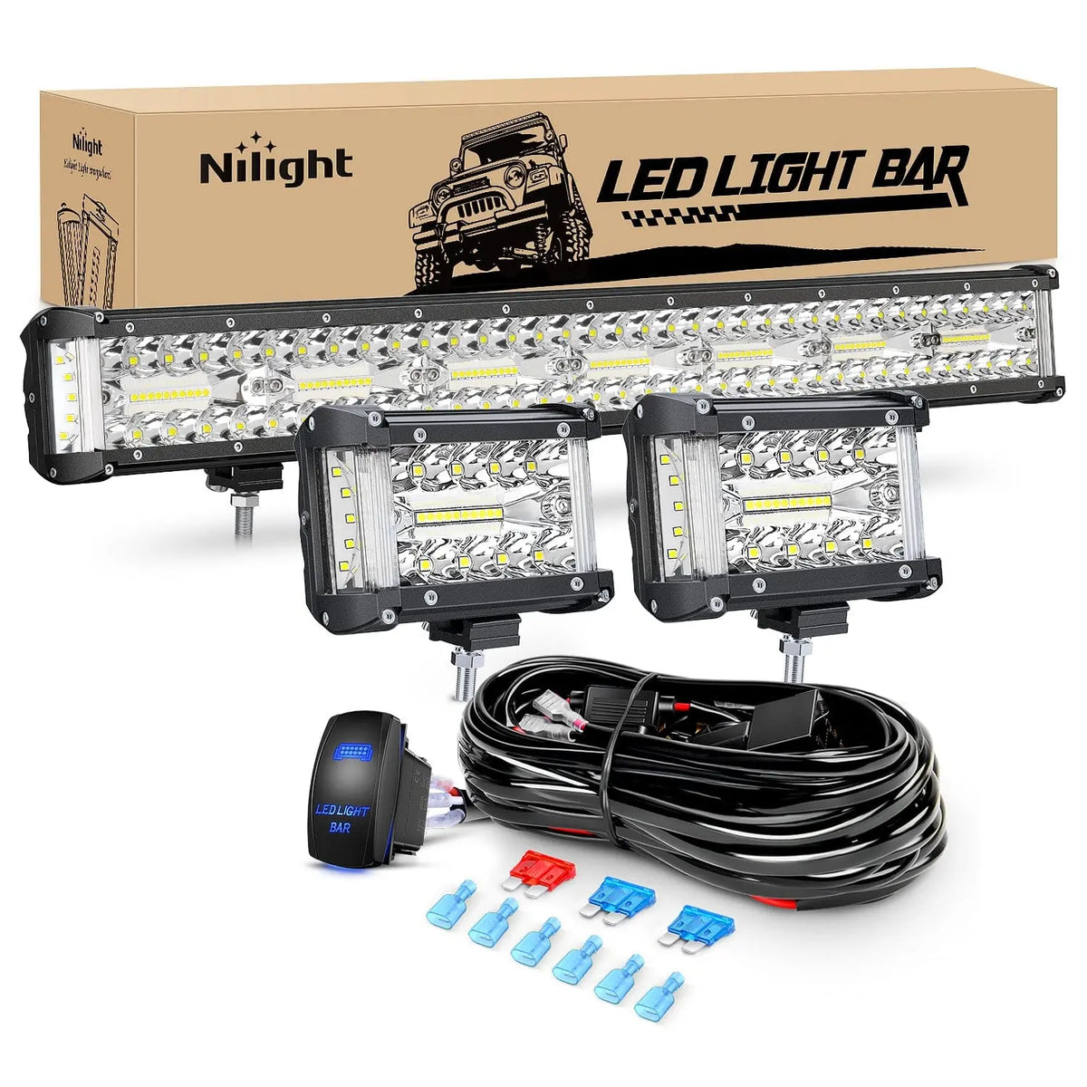 20Inch 420W 2Pcs 60W Side Shooter Triple Row Spot Flood Combo Led – Nilight