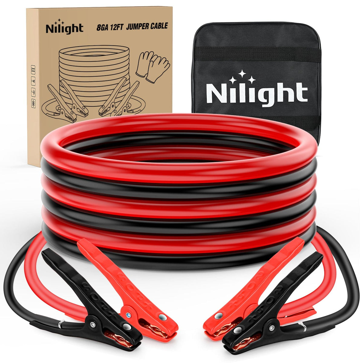 8 Gauge 12 FT Heavy Duty Jumper Cable – Nilight