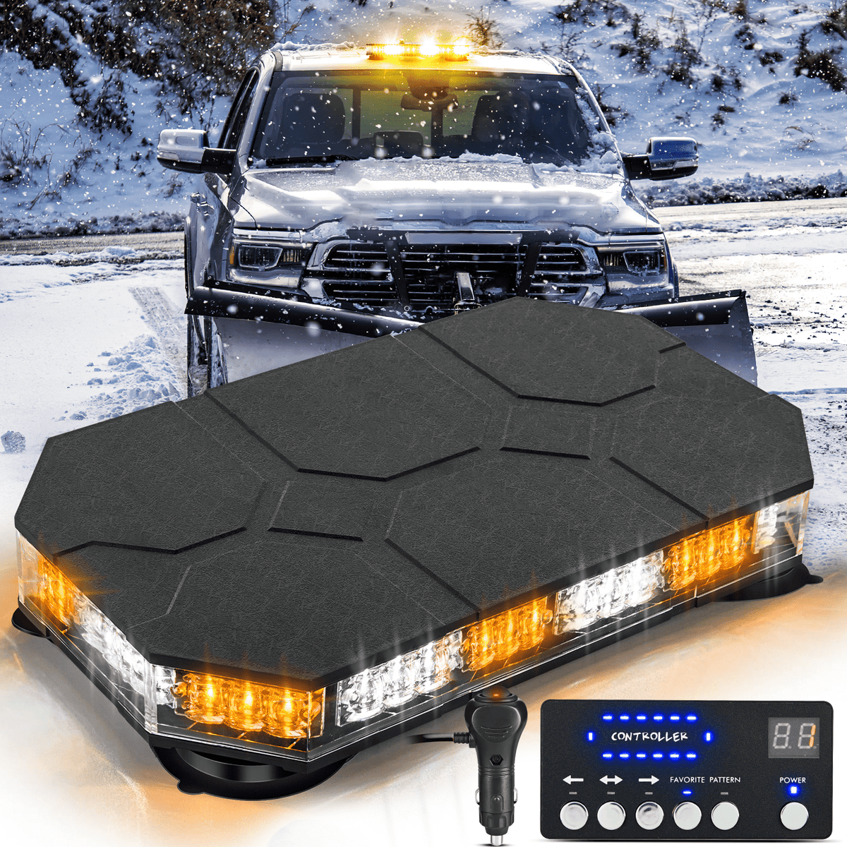 42 Leds Roof Top Amber White Emergency Strobe Light Control Panel – Nilight