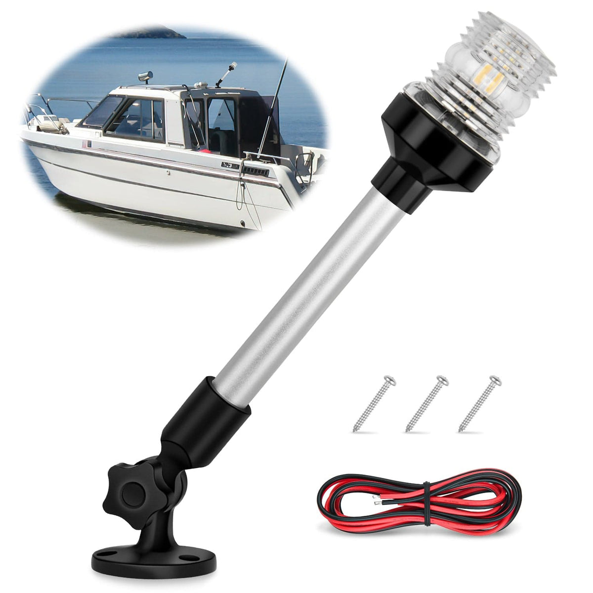 12 Inch White Folding Stern Light for Marine Boats – Nilight