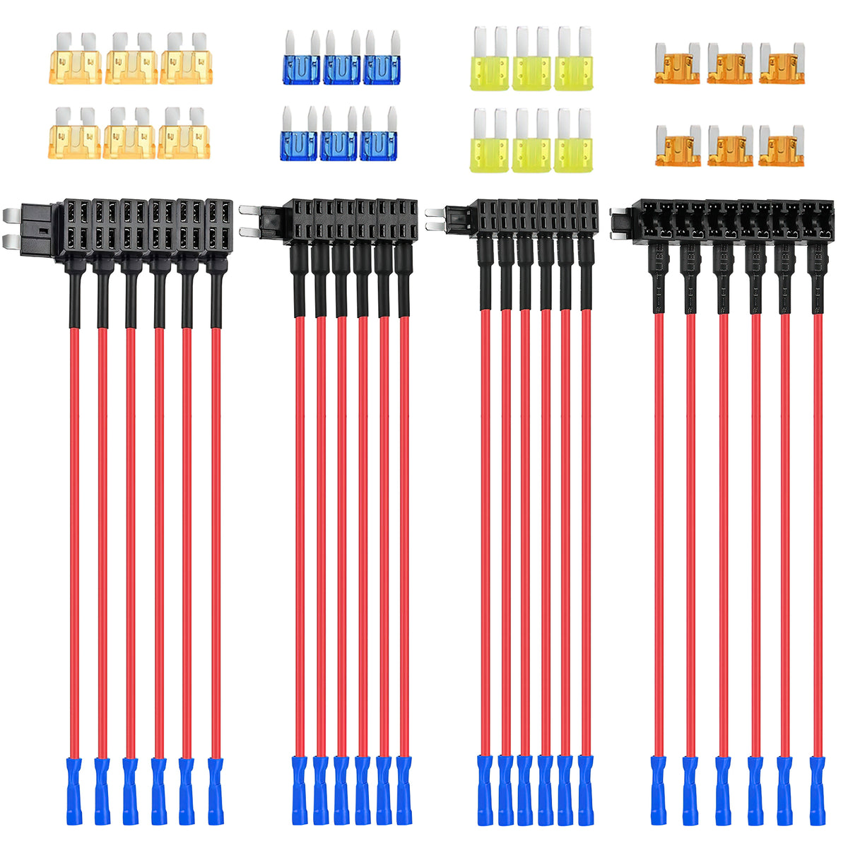 24 Pcs 12V Car Add-a-Circuit Fuse Tap Holder Standard Mini Micro2 and ...