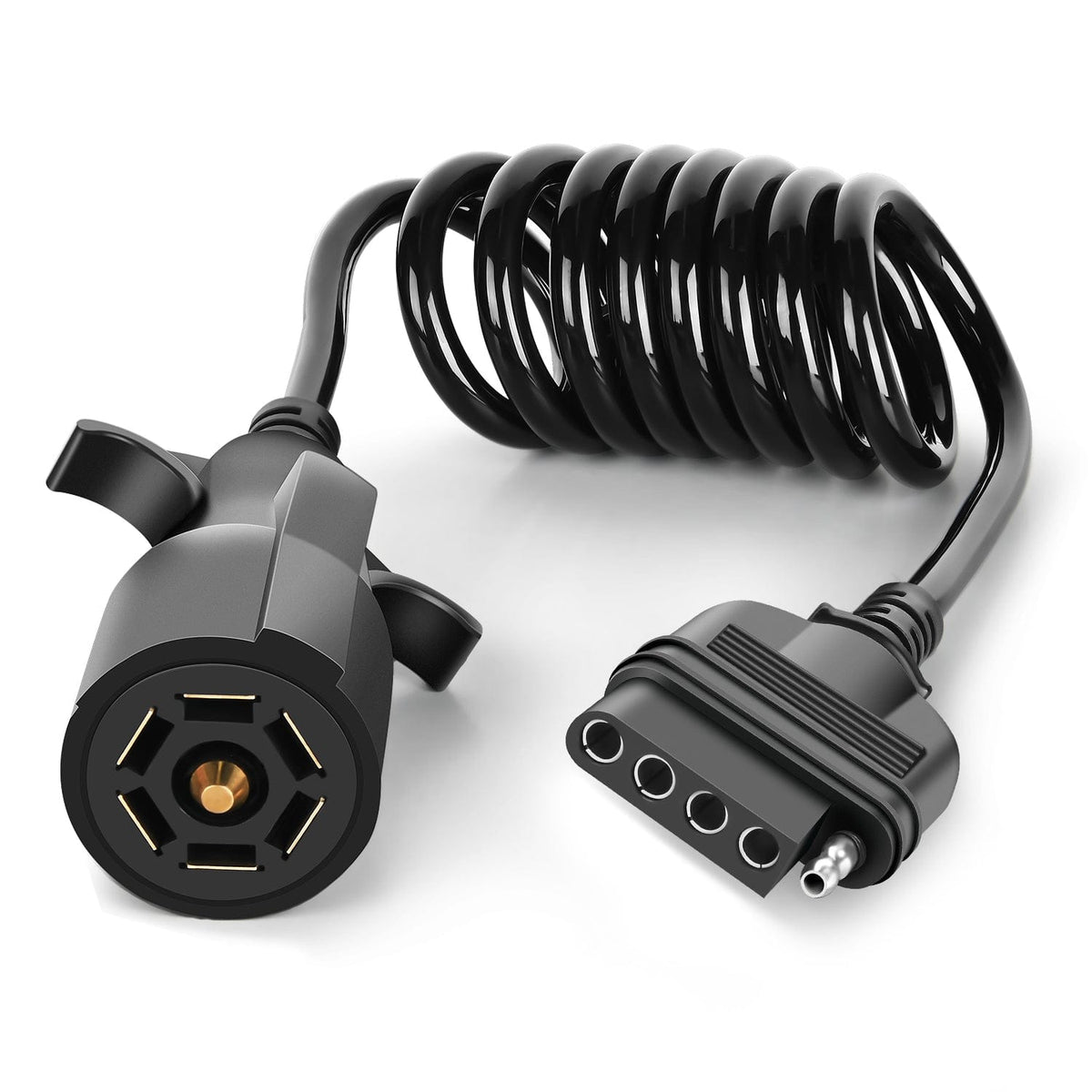 5ft 7 Way to 5 Way Coiled Trailer Extension Wiring Harness - Nilight