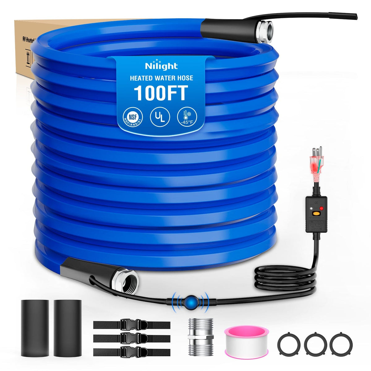 100FT Heated Water Hose RV 5/8inch Inside Diameter -45°F Freeze – Nilight
