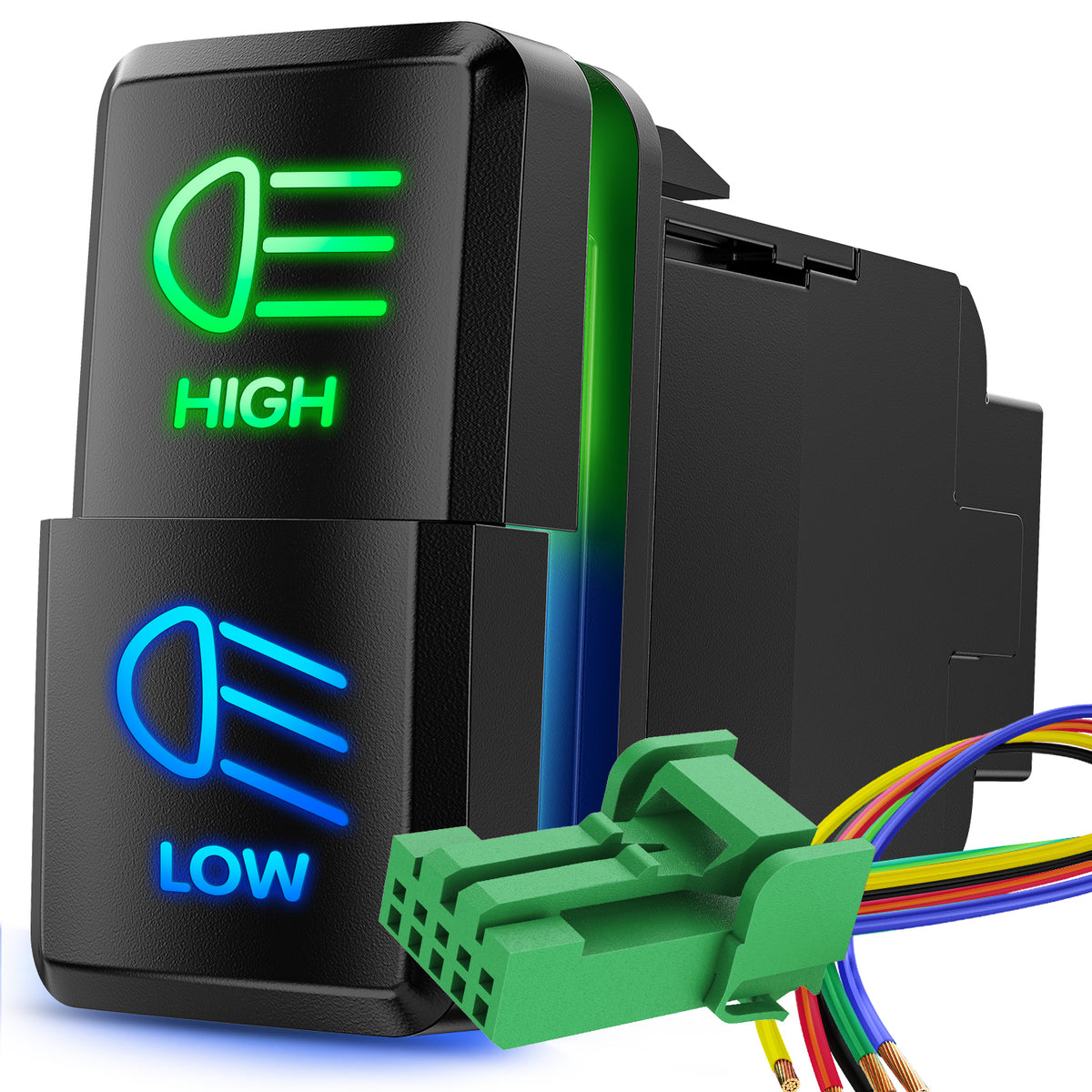 High Beam & Low Beam Dual Push Button Switch 12V ON Off Switches with ...