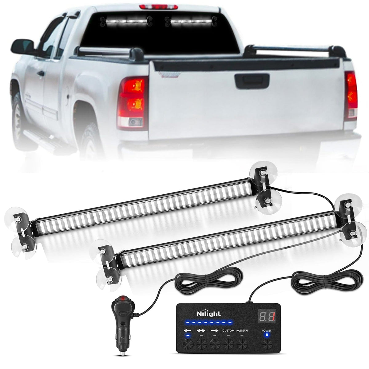 144 LED Strobe Traffic Advisor Light Bar White with Controller 2 in 1 ...