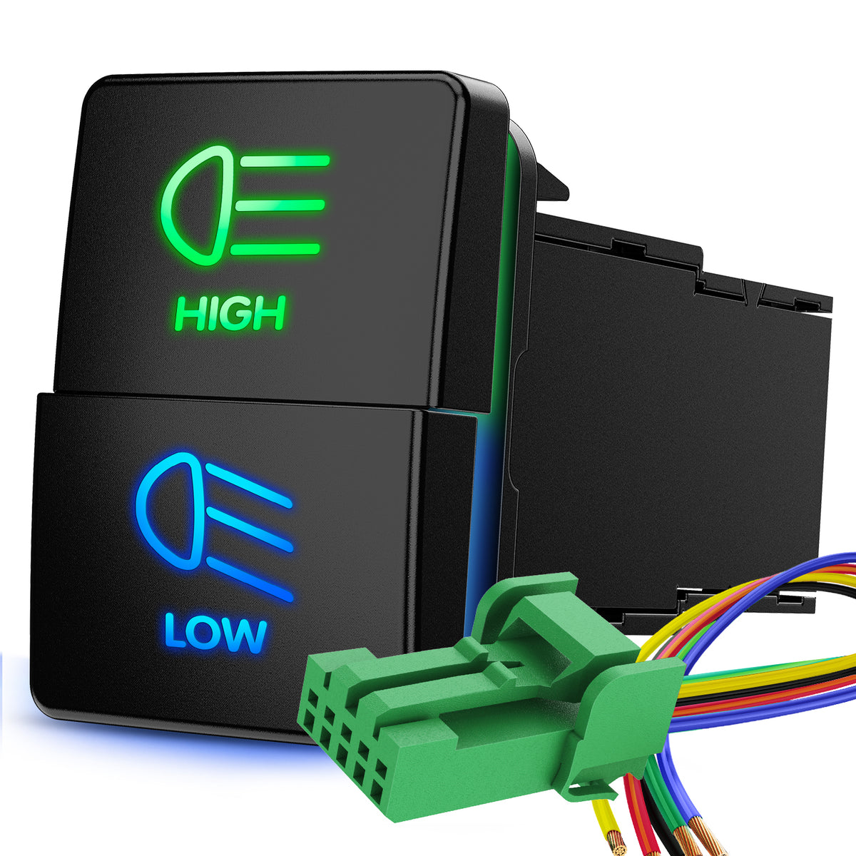 High Beam & Low Beam Dual Push Button Switch 12V ON Off Switches with ...