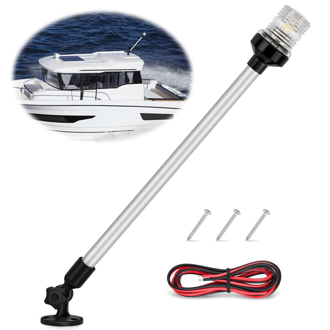 24 Inch White Folding Stern Light for Marine Boats – Nilight