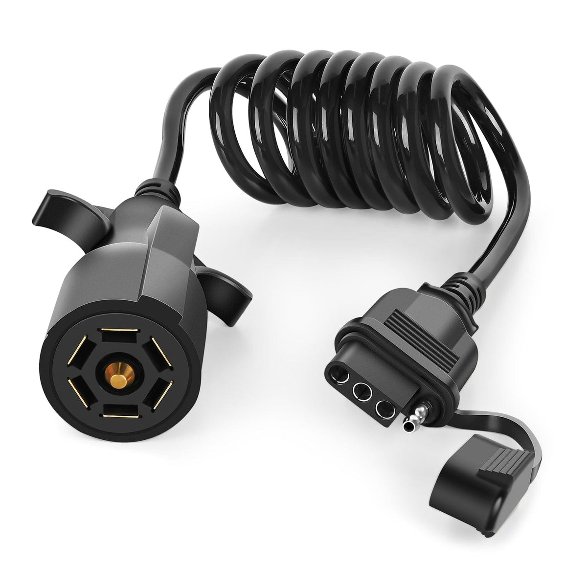 5ft 7 Way to 4 Way Coiled Trailer Extension Wiring Harness - Nilight
