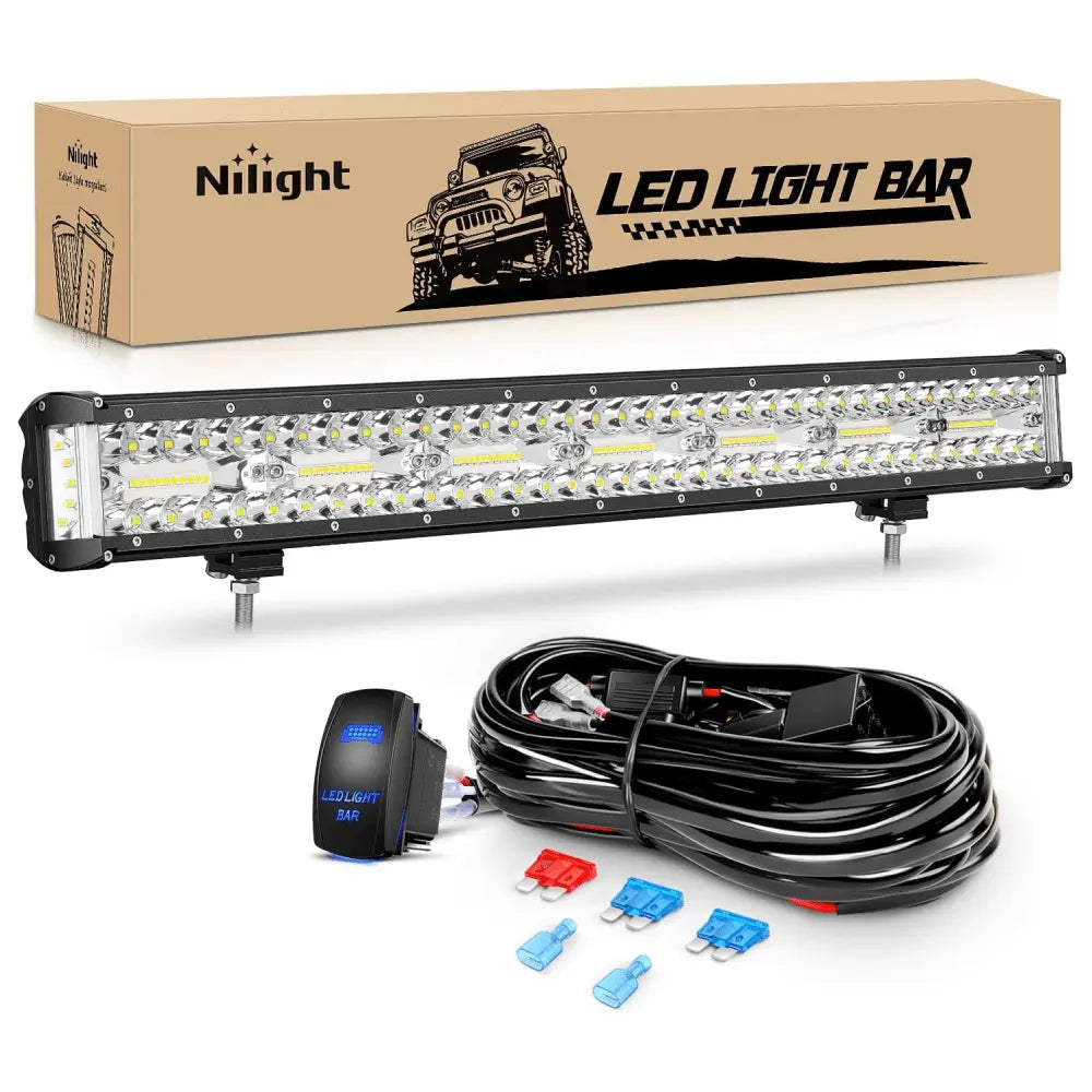 20 Inch 420W Side Shooter Quadruple Row Spot Flood LED Light Bar ...