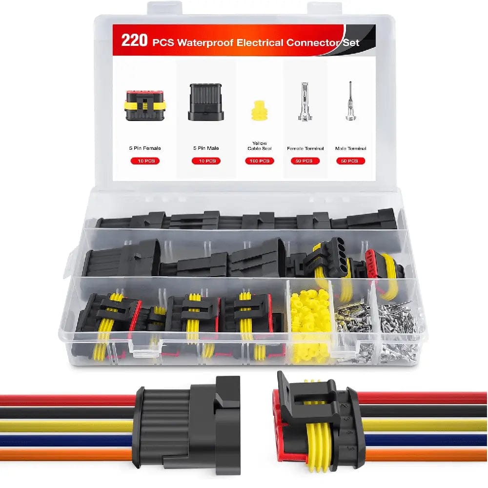 220PCS 5 Pin Electrical Connector ‎Plug Male Female Terminal Wire Conn ...