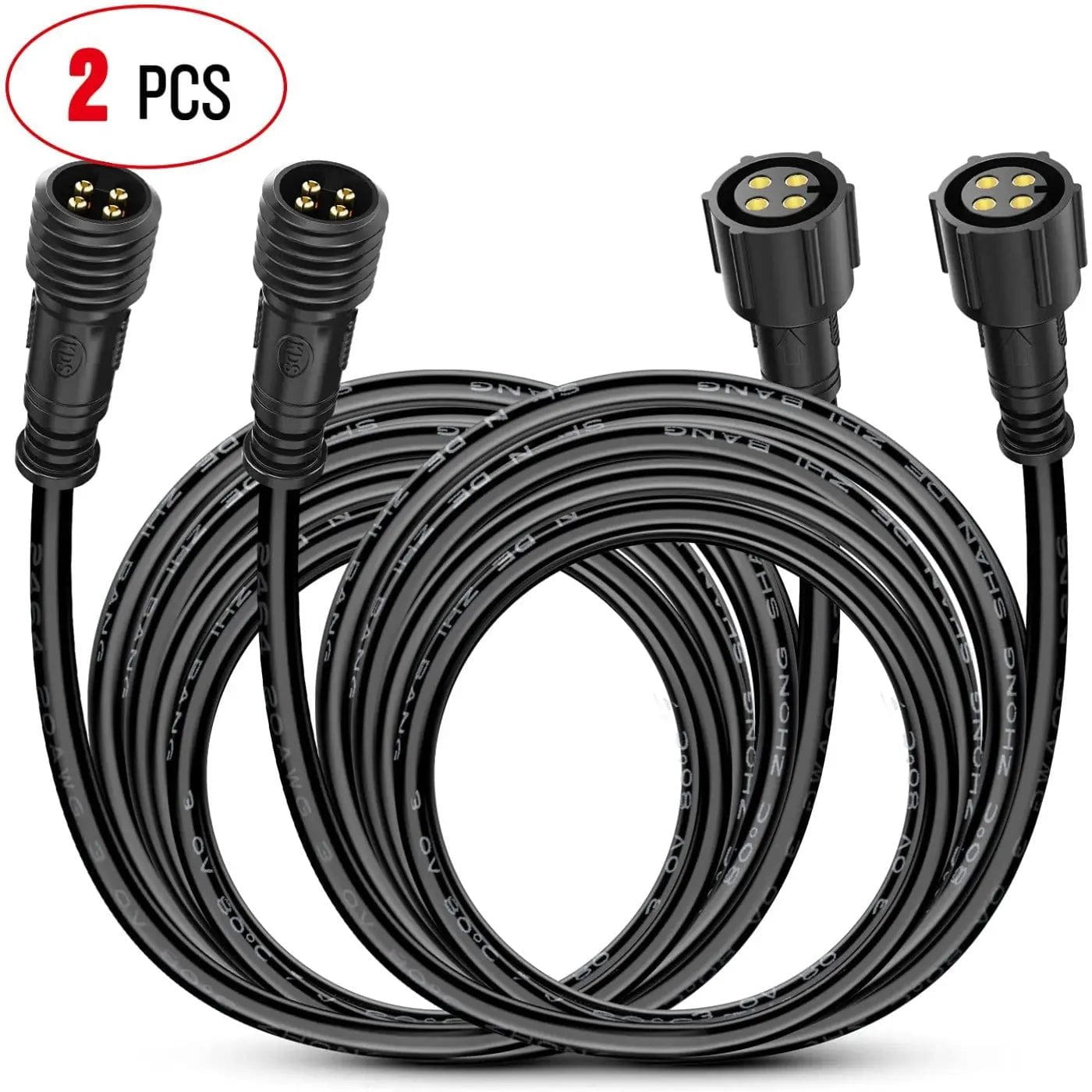 2PCS 10FT 4Pin RGB Rock Light Extension Wire Cable Cord for 4 and 8 Po ...