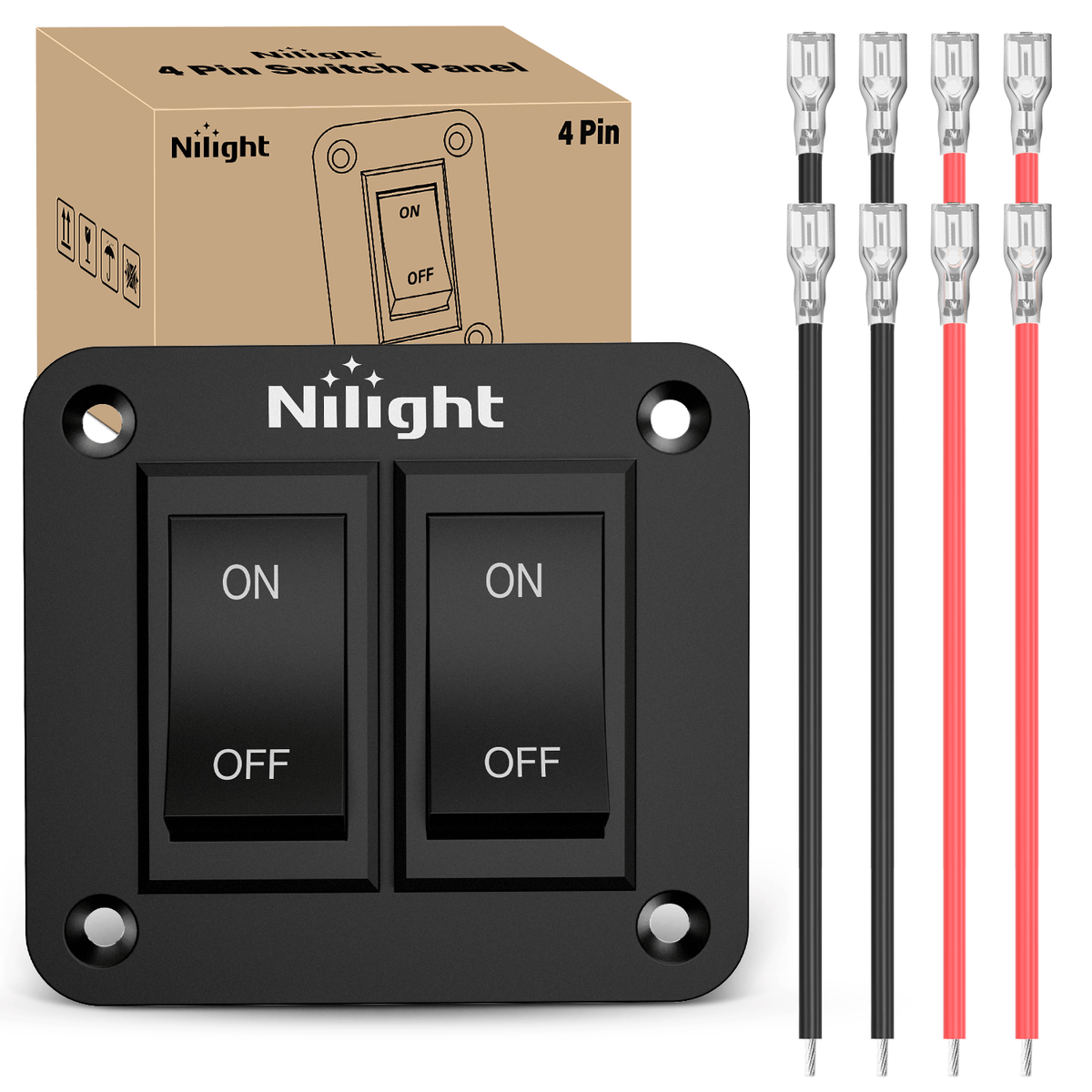 2 Gang ON-Off Switch Panel 12V 20A 4 PIN DPST Toggle Switch – Nilight