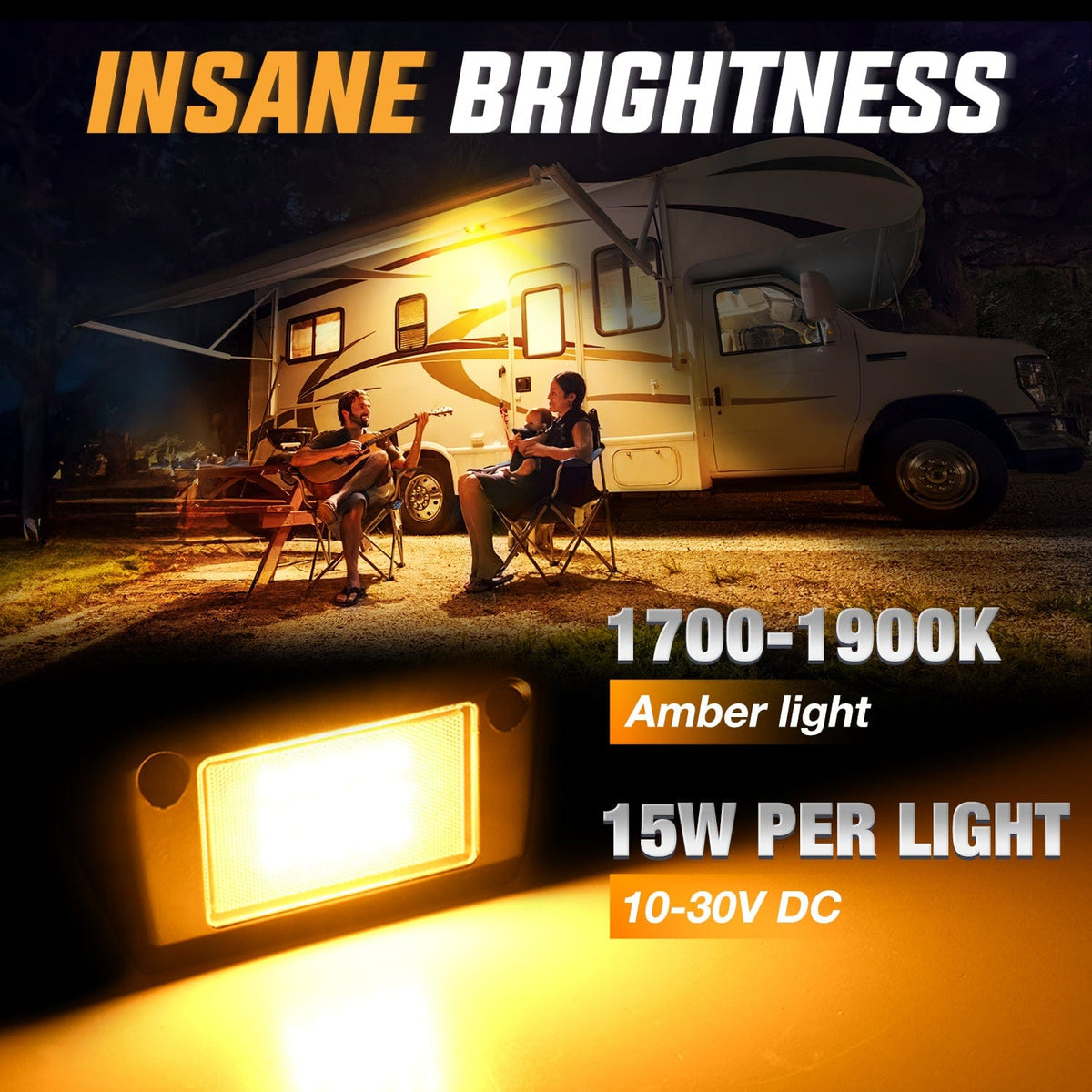 RV Exterior Light 2PCS 5 Inch Amber Beam Porch Lights Black Aluminum ...