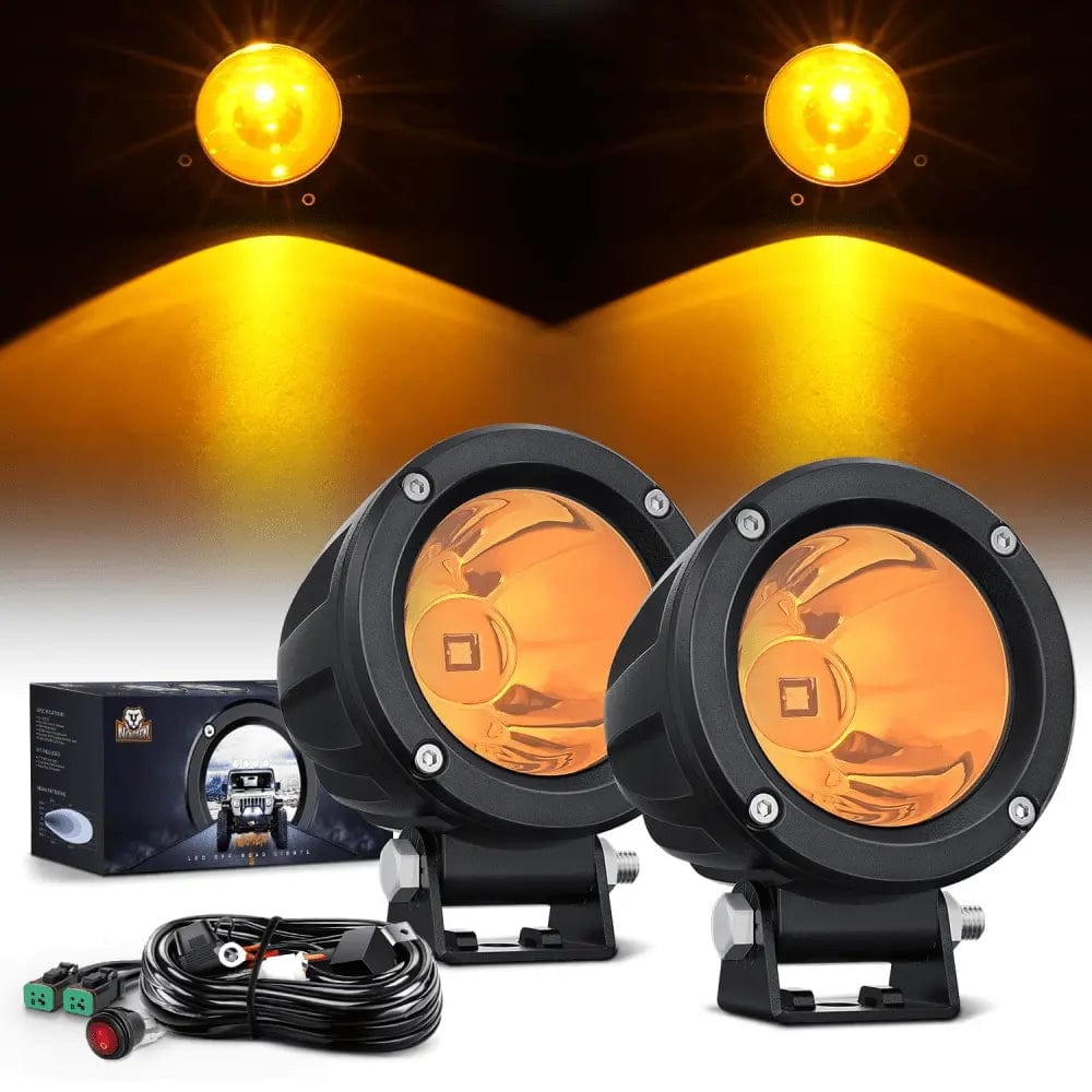 3inch 10W 800LM Amber Round Built-in EMC LED Pods (Pair) – Nilight