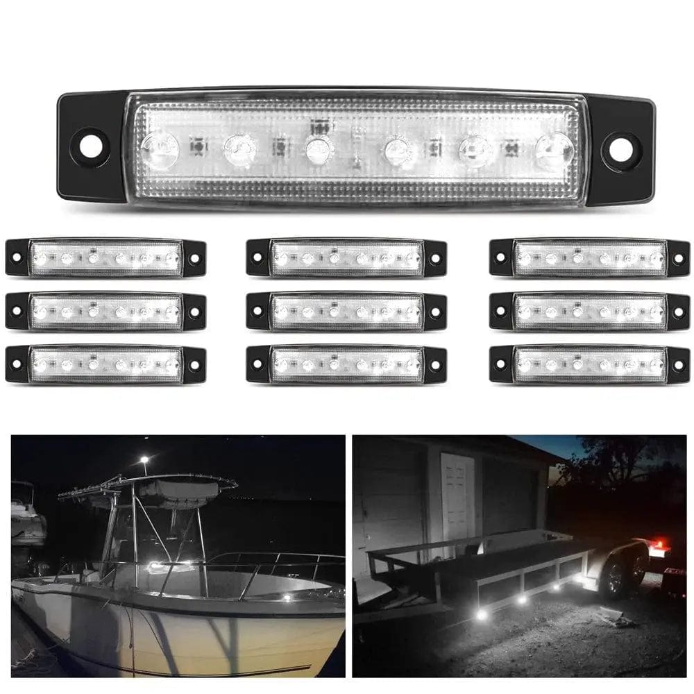 3.8 Inch 6 LEDs White Side Marker Lights (10 Pcs) - Nilight