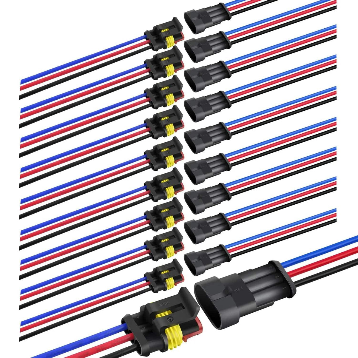 3Pin Electrical Wire Connectors Male and Female Plug - Nilight