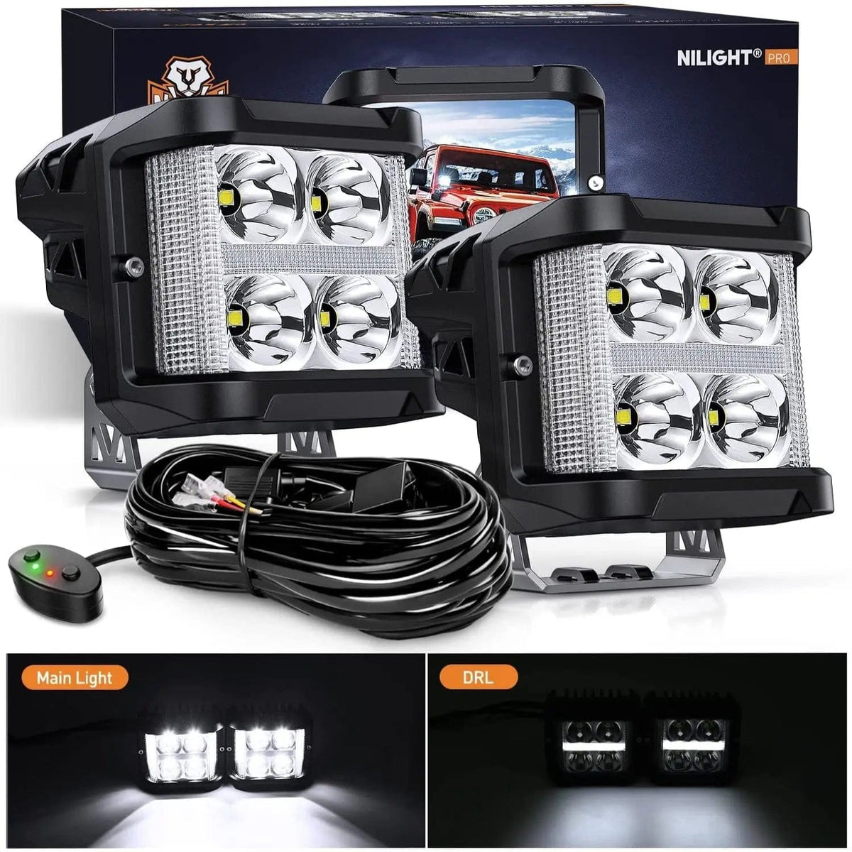 4 Inch 26W 2830LM Side Shooter DRL Spot Flood LED Pods (Pair) | 16AWG ...