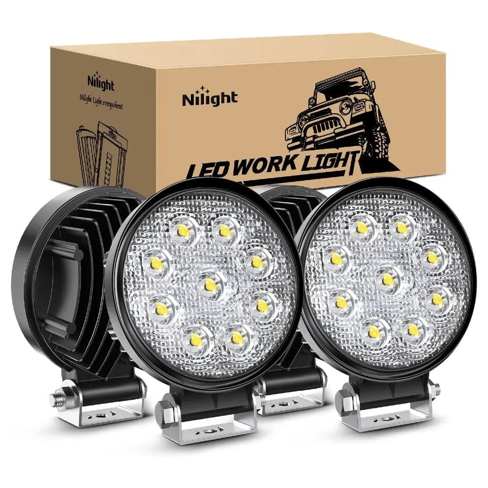 4.5 Inch 27W 3000LM Round Spot LED Work Lights (2 Pairs) – Nilight