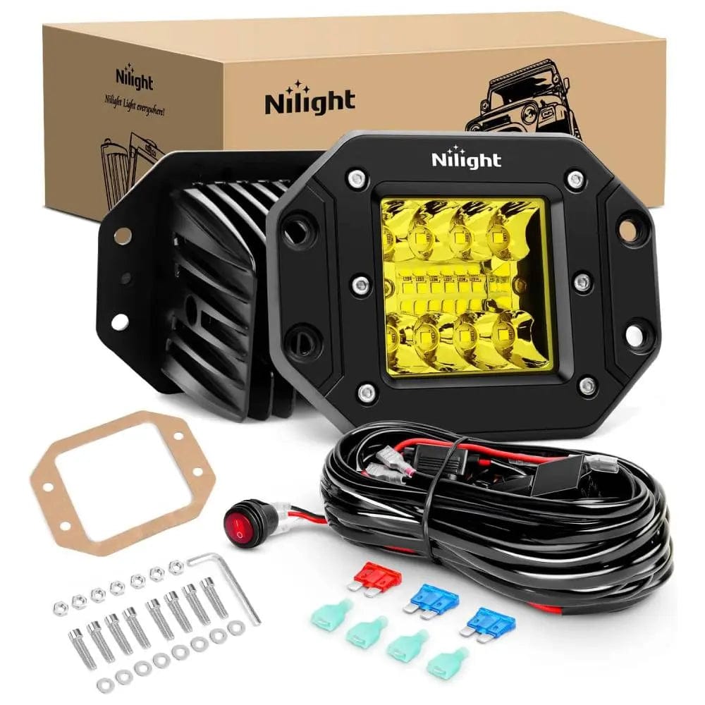 4.8 Inch 42W 7800LM Amber Flush Mount Spot Flood LED Work Lights – Nilight