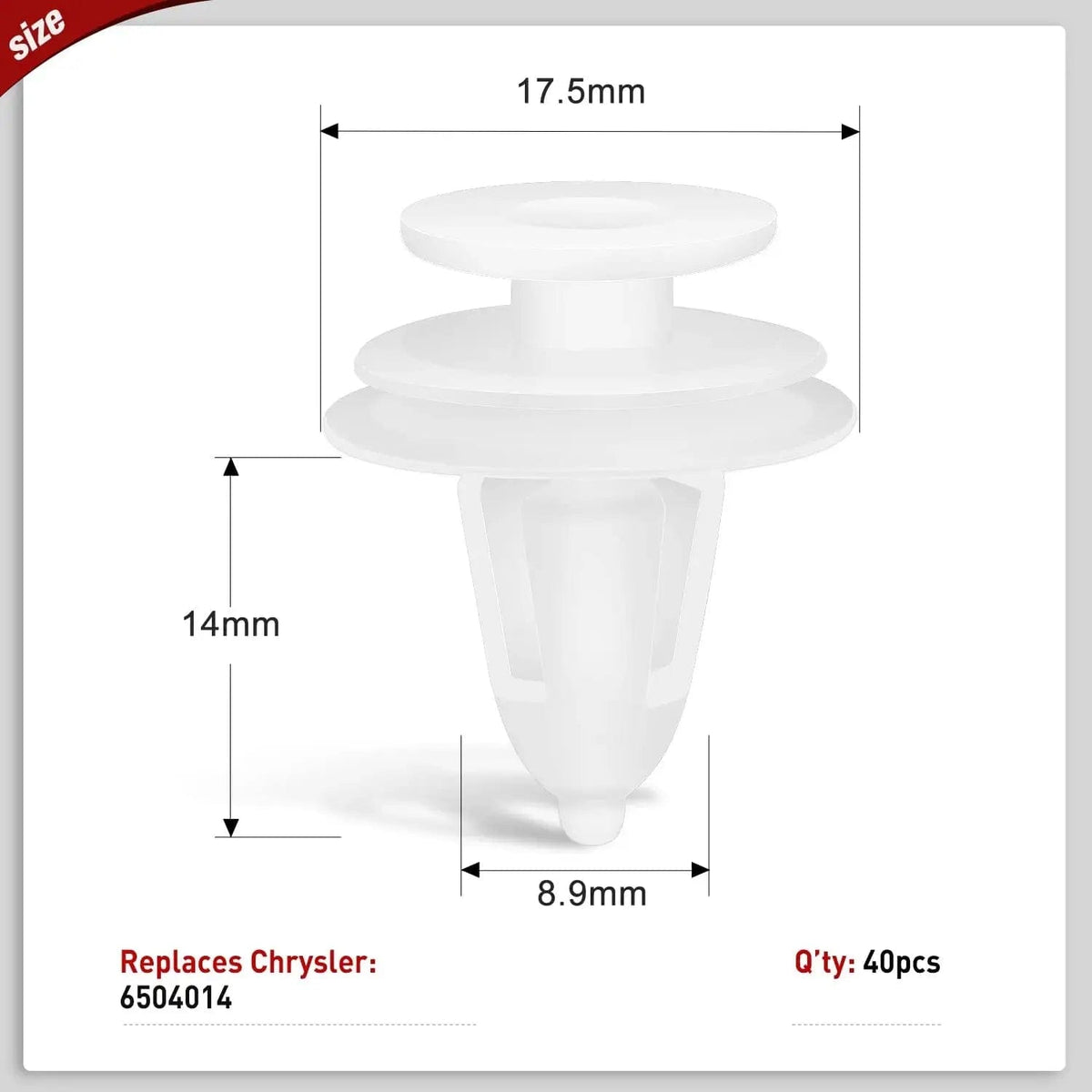 40 Pcs Head 17.5mm Hole 9mm Door Panel Retainer Clips 6504014 Chrysler ...