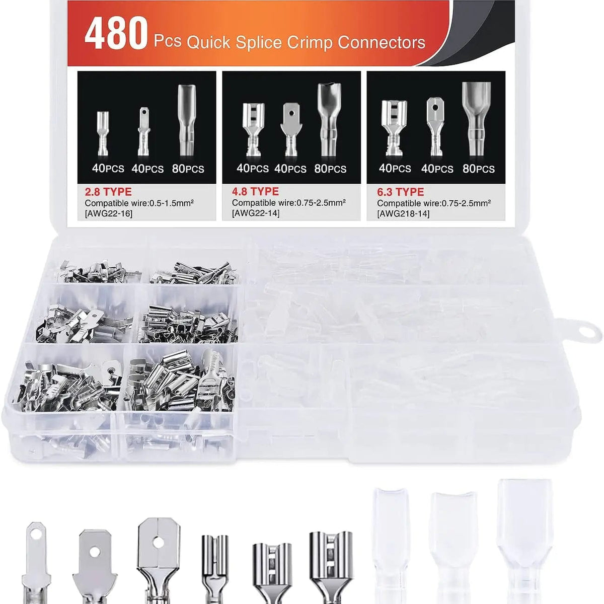480 PCS Spade Terminals with Insulated Sleeves - Nilight