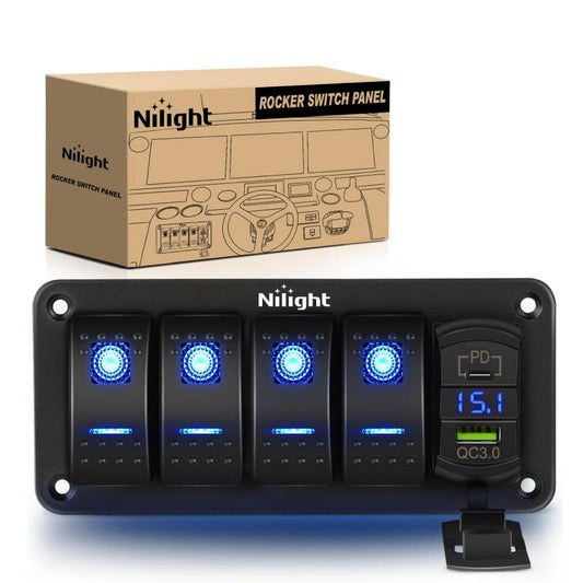 4 Gang Switch Panel LED Equipment For Automative & Marine - Nilight