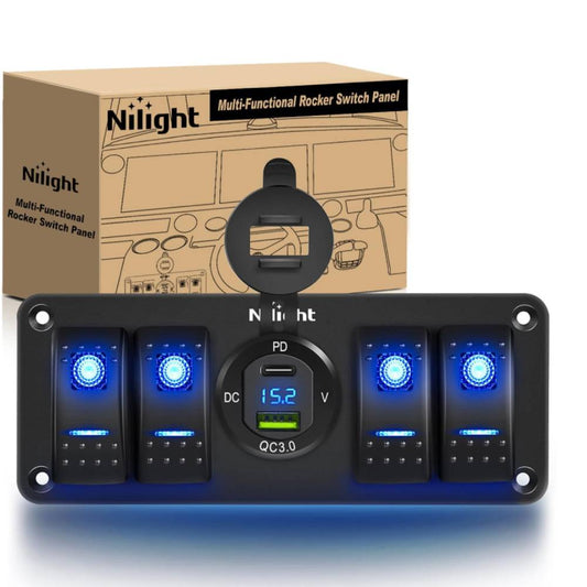 4 Gang Switch Panel LED Equipment For Automative & Marine - Nilight