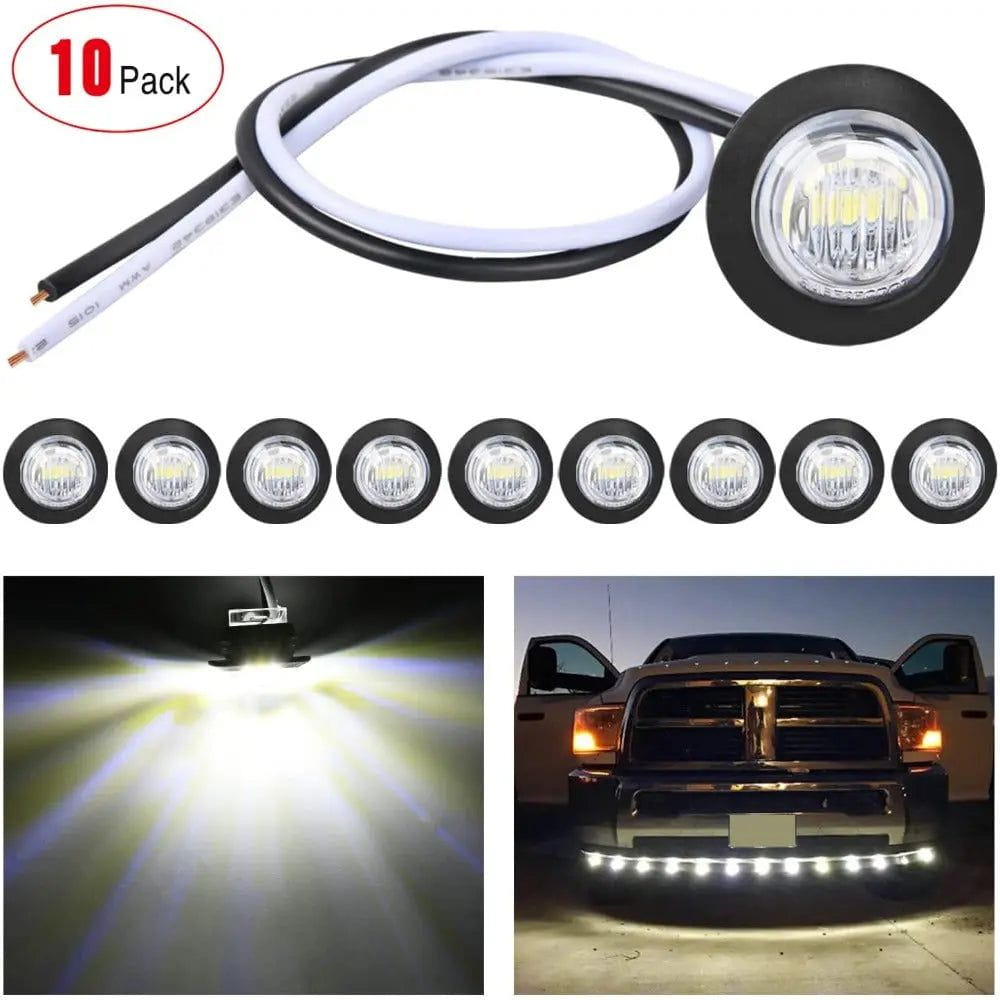 3/4 inch White Round LED Marker Lights (10 Pcs) – Nilight