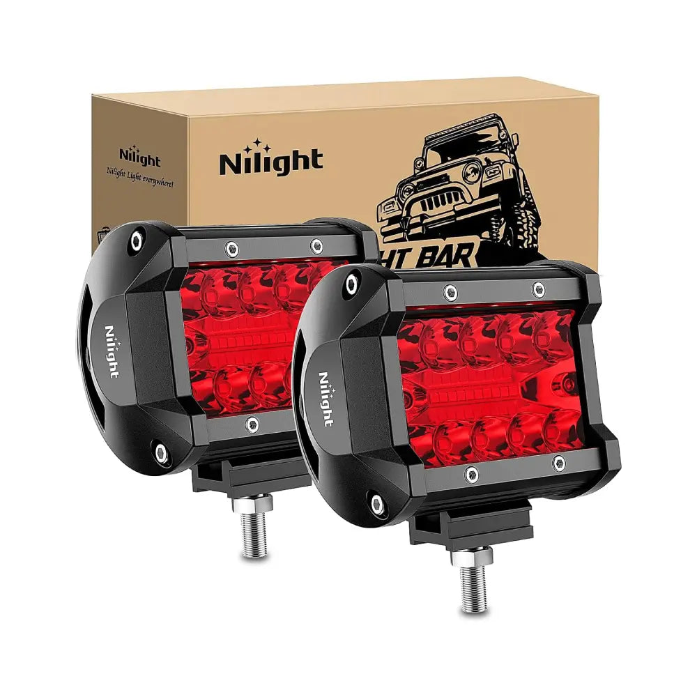 4 Inch 60W 171LM Triple Row Spot Flood Red Led Pods (Pair) - Nilight