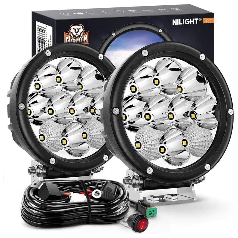 NiLight 4 Inch 27W 3370LM Round Flood Built-in EMC LED Work Lights ...