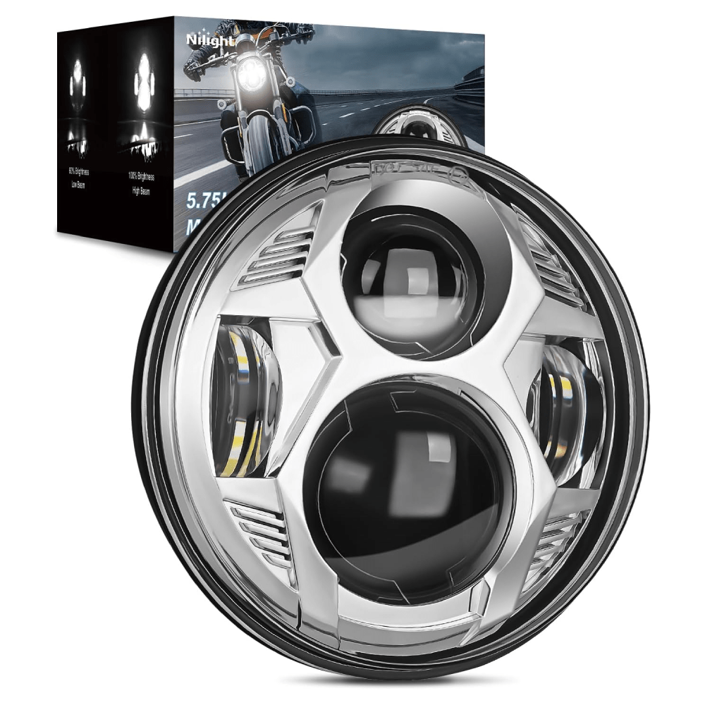 Motorcycle 5.75Inch Chrome LED Headlights – Nilight